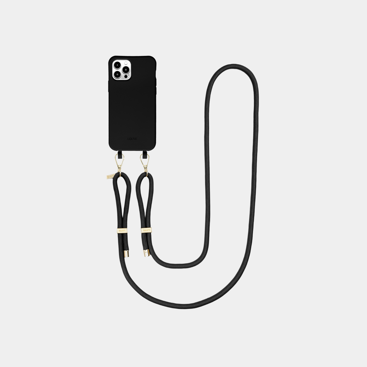 Black Phone Case + Black Crossbody Strap – Louve collection