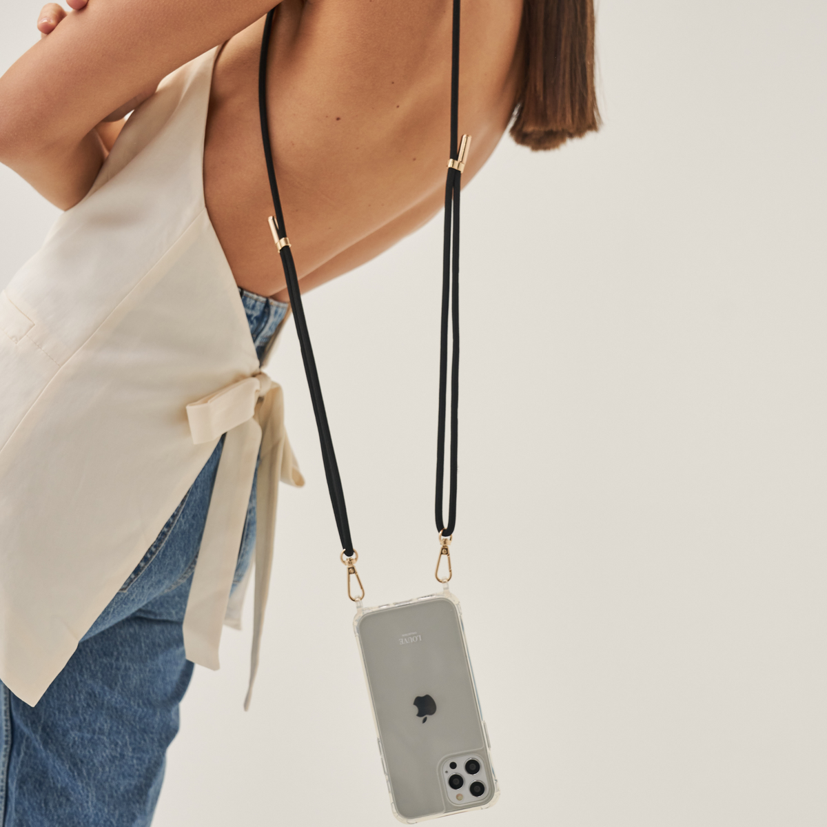 Black Phone Strap | Custom iPhone accessories | Crossbody phone cases ...